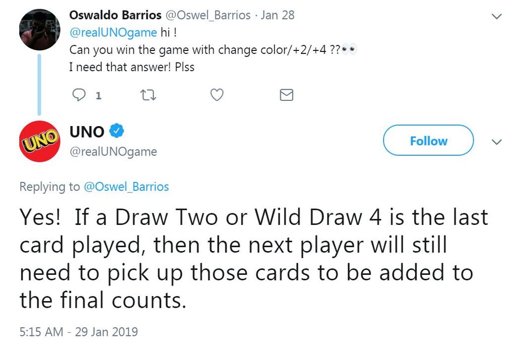 UNO官方解說正確玩法 「功能牌」Draw 4可以最後出牌