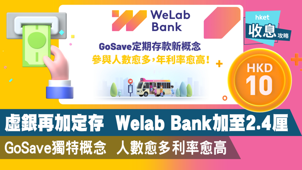 【高息定存】虛銀再加定存 Welab Bank加至2.4厘 GoSave獨特概念 人數愈多利率愈高