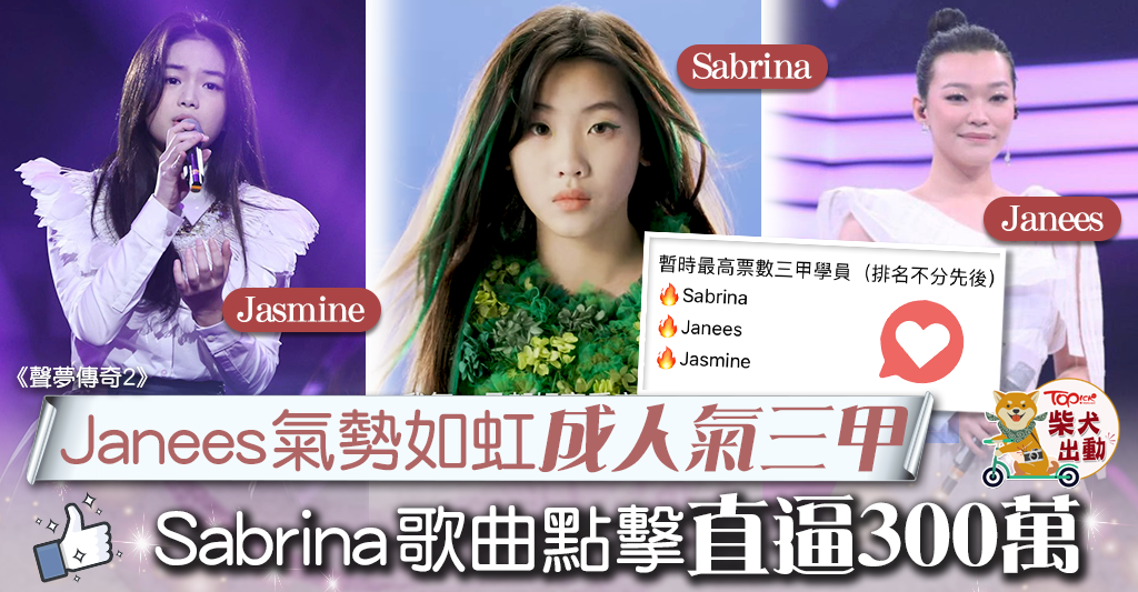 【聲夢傳奇2】Janees 急起直追成人氣三甲 Sabrina 歌曲點撃直逼300萬成學員之冠