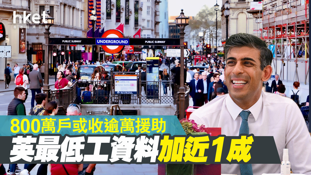 英最低工資料加近1成 800萬戶或收逾萬援助