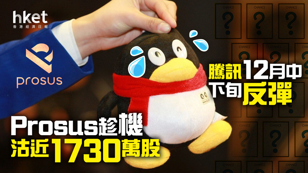 【騰訊700】Prosus趁騰訊12月中下旬反彈再沽近1730萬股