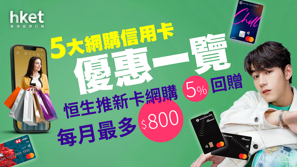【網購必備】恒生推新卡網購5%回贈、每月最多$800｜5大網購信用卡優惠一覽