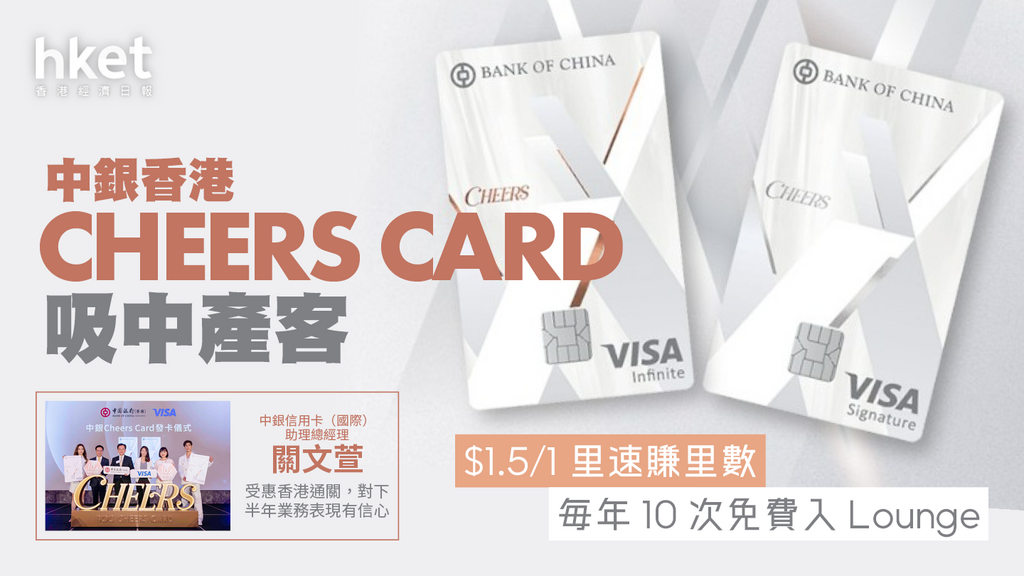 【信用卡優惠】每年10次免費入Lounge、$1.5可換1里 中銀推Cheers Card吸中產客