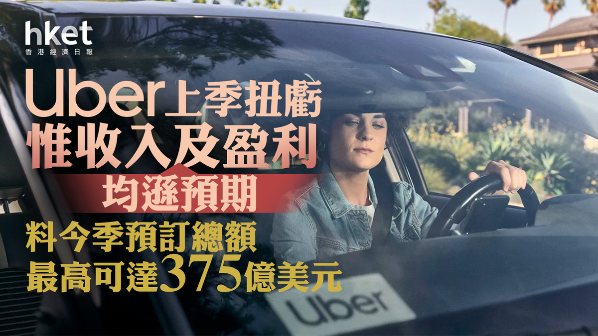 【UBER業績】Uber第三季扭虧為盈、惟收入及盈利均遜預期 料今季預訂總額最高可達375億美元