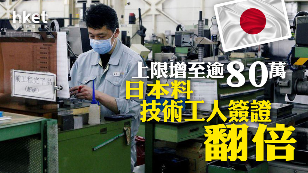 日本料技術工人簽證翻倍 上限增至逾80萬