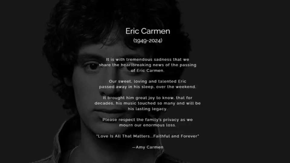 金曲《All By Myself》主唱者Eric Carmen逝世 終年74歲