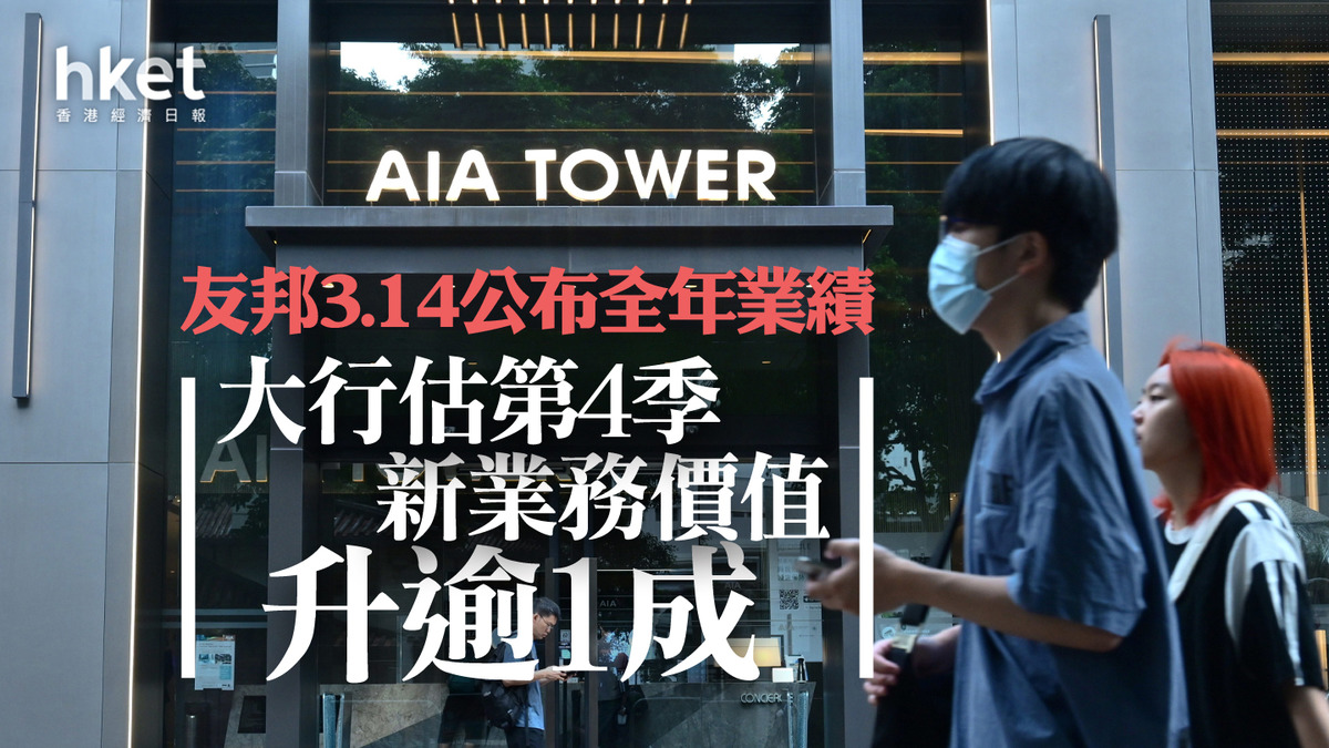 AIA前瞻｜友邦3.14公布全年業績 大行估第4季新業務價值升逾1成、或宣派末期息1.22元