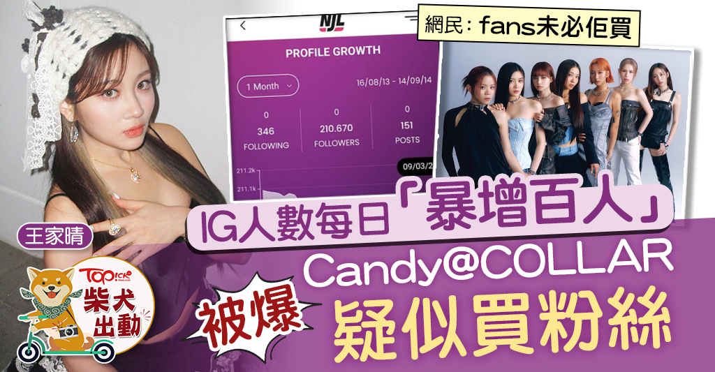 COLLAR成員丨 Candy IG人數每日「暴增百人」 王家晴被爆疑付費買fans