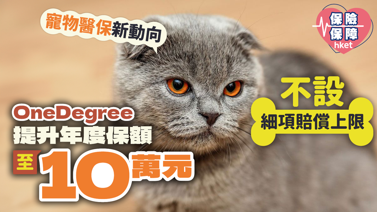 寵物保險｜OneDegree提升年度保額至10萬元 不設細項賠償上限