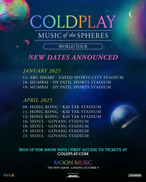 Coldplay香港演唱會搶飛攻略｜10.10搶飛最後機會、早上10時公開發售 最平399元、最貴VIP體驗套現6599元（附票價座位表）