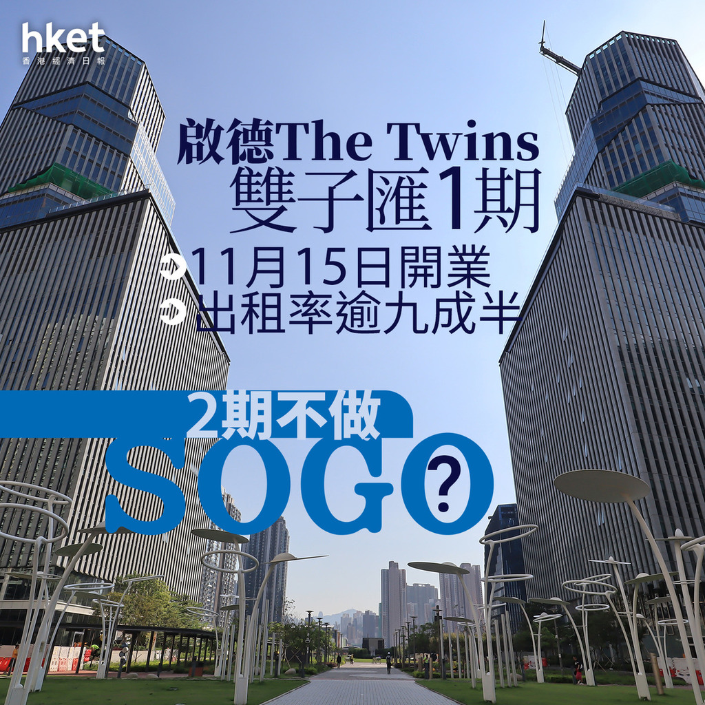 SOGO啟德｜啟德The Twins雙子匯1期11月15日開業 出租率逾九成半、2期不做SOGO？（樓層布局、進駐品牌一覽）