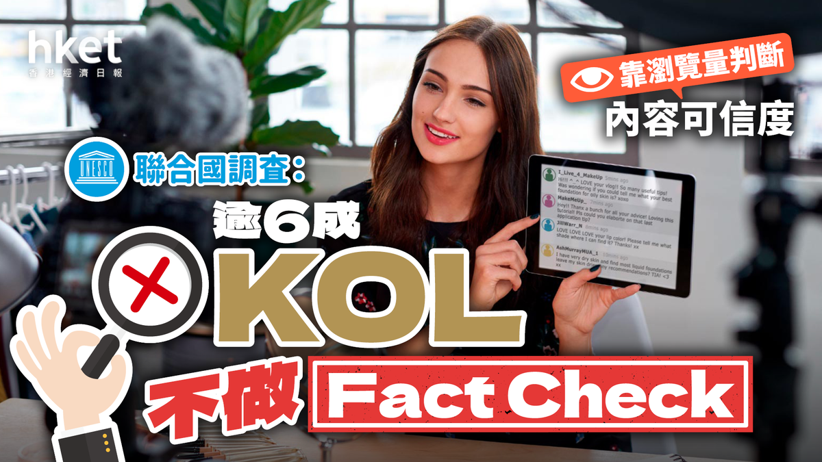 聯合國調查：逾6成KOL不做Fact Check 靠瀏覽量判斷内容可信度