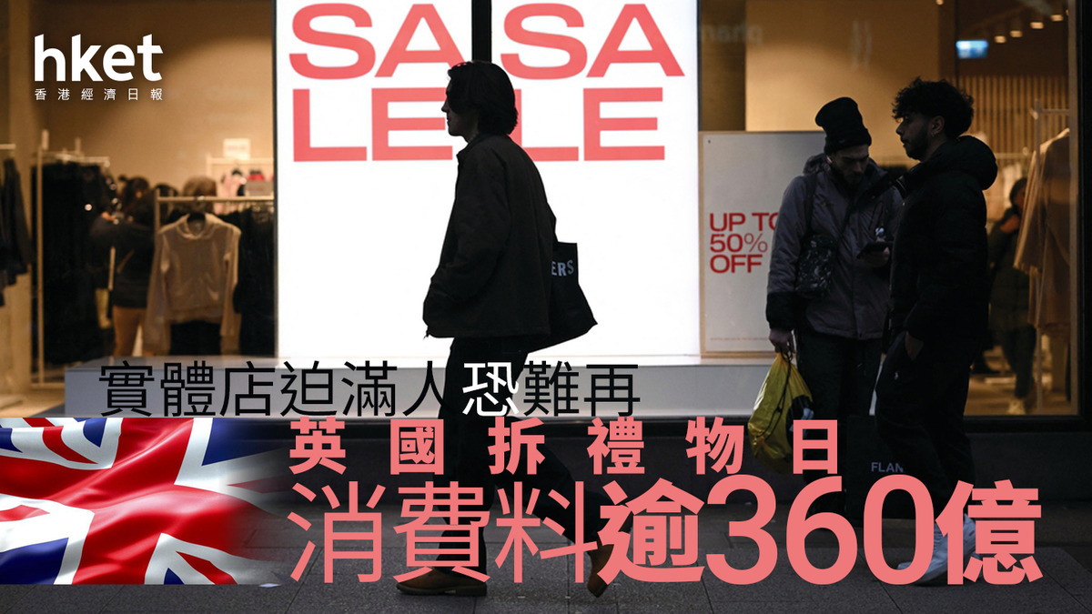 英國經濟｜拆禮物日消費料逾360億 實體店迫滿人恐難再