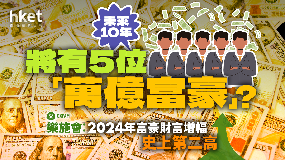 未來10年將有5位「萬億富豪」？樂施會︰2024年富豪財富增幅史上第二高