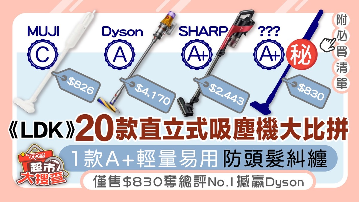 吸塵機推薦2025︱《LDK》20款直立式吸塵機大比拼 1款A+輕量易用防糾纏僅售$830撼贏Dyson
