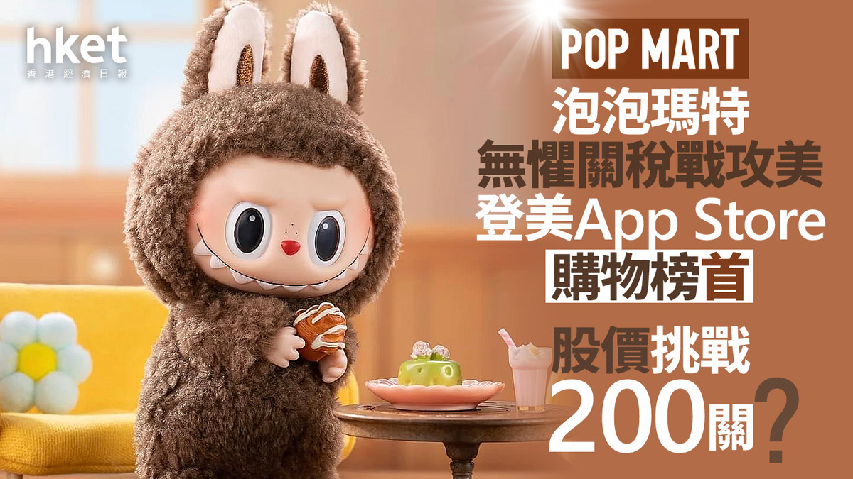 POP MART｜泡泡瑪特無懼關稅戰攻美、登美App Store購物榜首 股價曾升13%挑戰200關