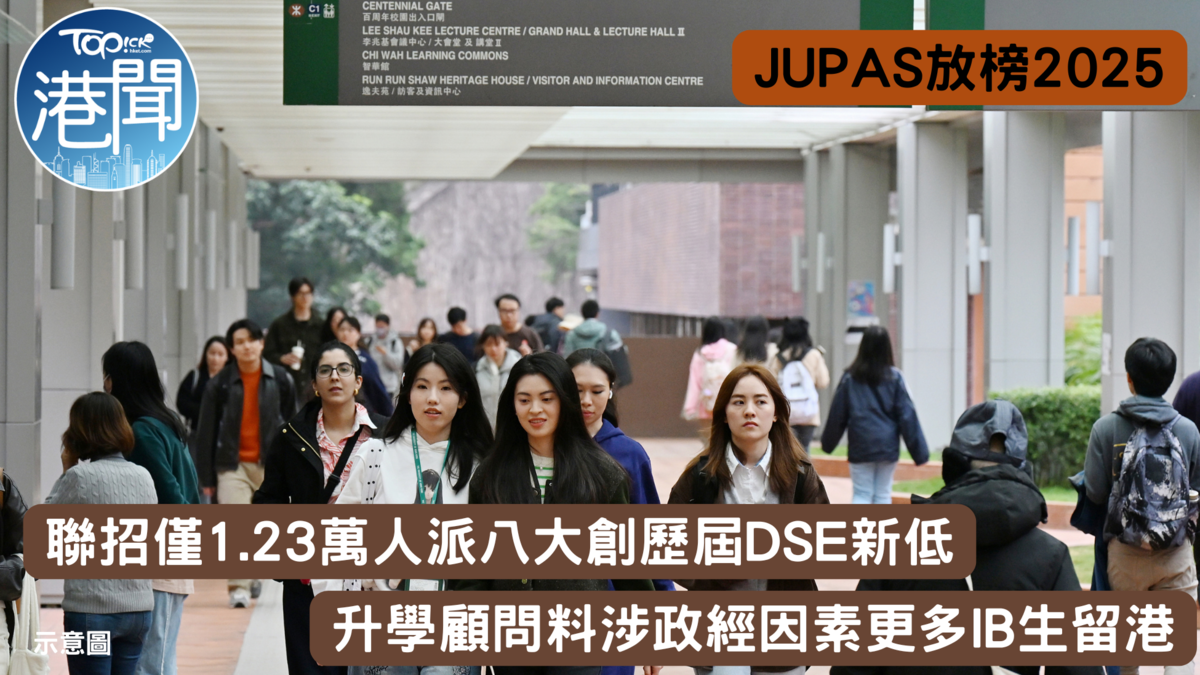 JUPAS放榜2025｜聯招放榜僅1.23萬人派八大創歷屆DSE新低 升學顧問料涉政經因素更多IB生留港