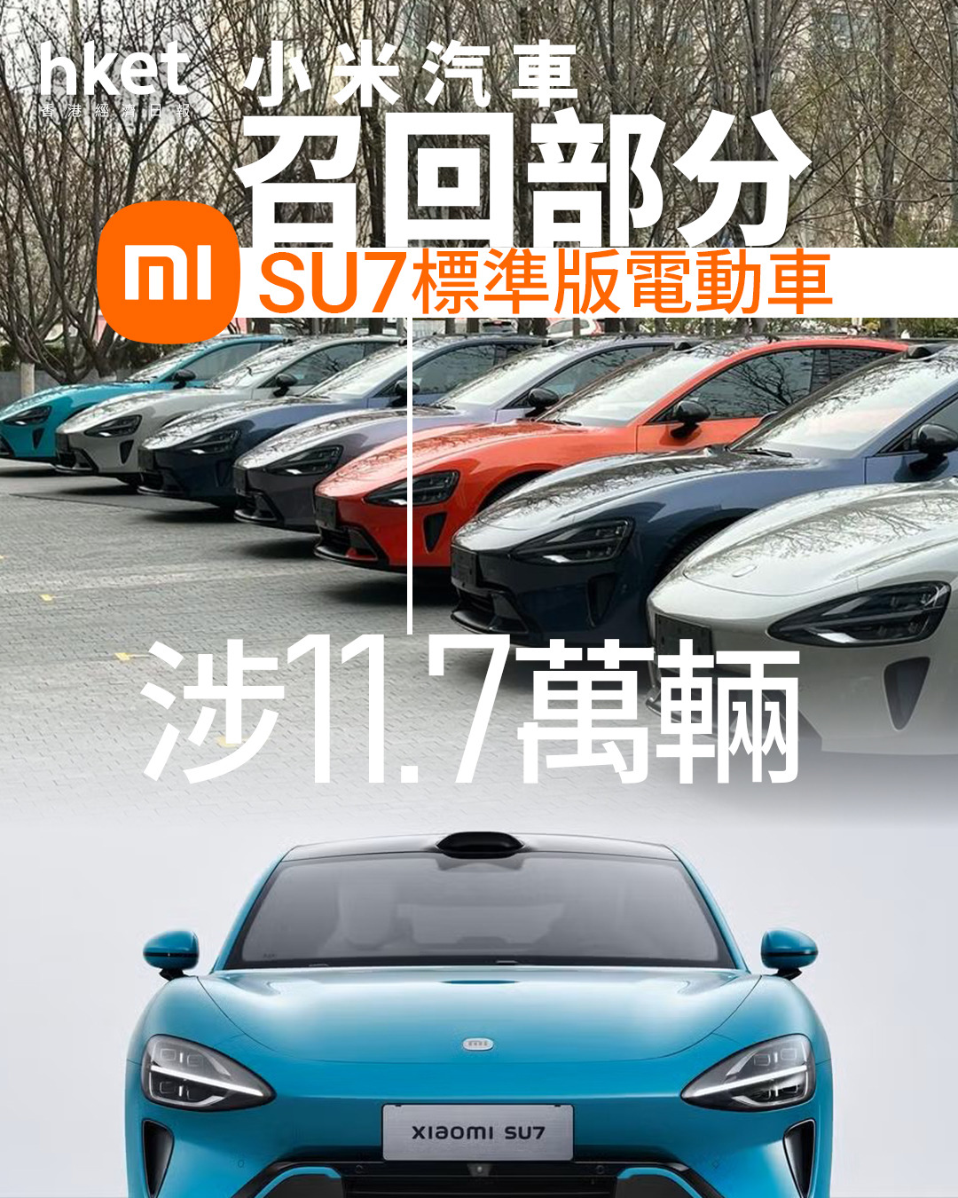 1810｜小米汽車召回部分SU7標準版電動車、涉11.7萬輛 小米：升級車輛軟件即可完成召回、半日跌0.4%（第二版）